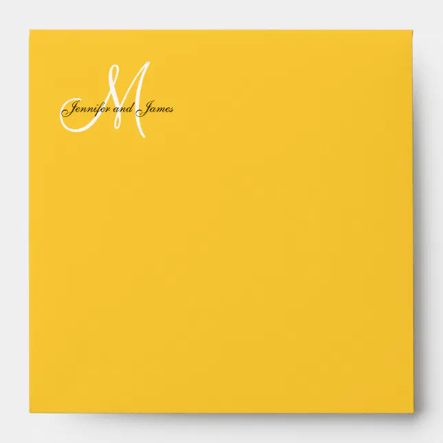 Monogram Yellow Wedding Invitation Envelope | Zazzle