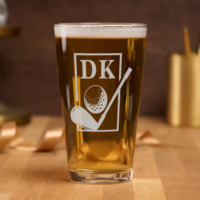 Monogramed Personalized Sports Golf Fan Etched Pint Glass | Zazzle