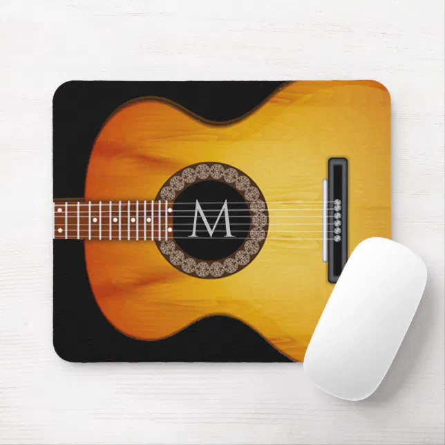 Monogrammed Acoustic Guitar Mouse Pad | Zazzle
