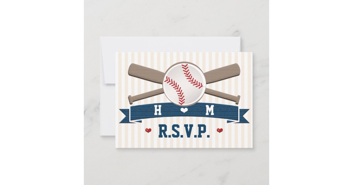 MONOGRAMMED BASEBALL WEDDING RESPONSE CARDS | Zazzle