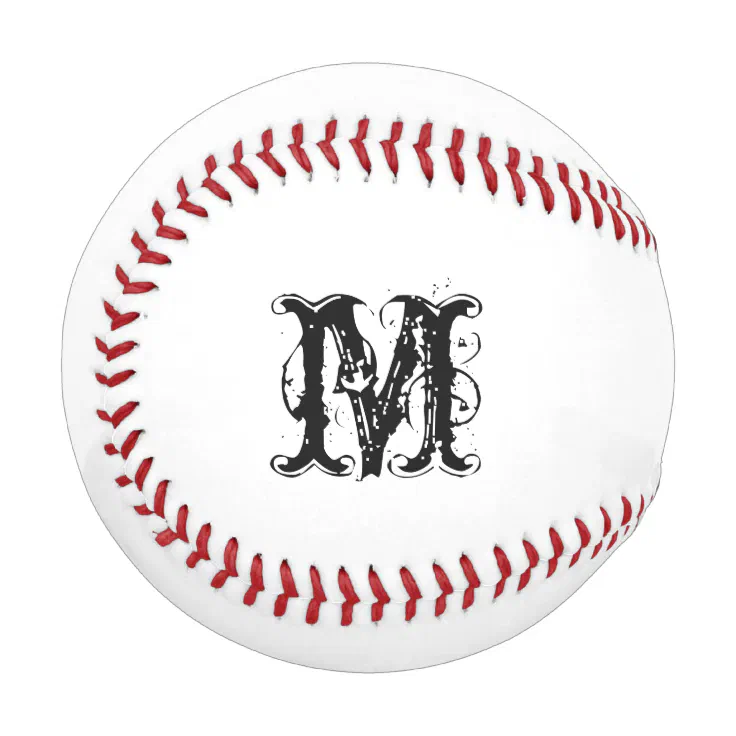 Monogrammed baseball with custom name initials | Zazzle