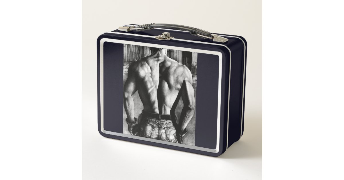 Monogrammed Best Back Masculine Bodybuilder Metal Lunch Box | Zazzle