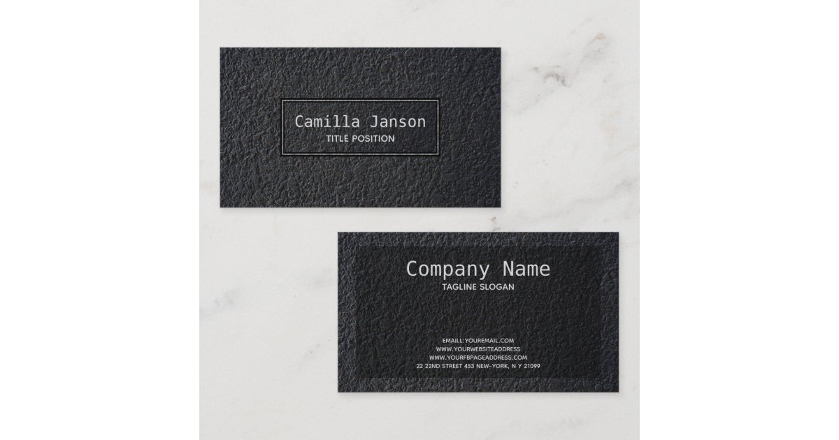 Monogrammed Black Granite Business Card | Zazzle