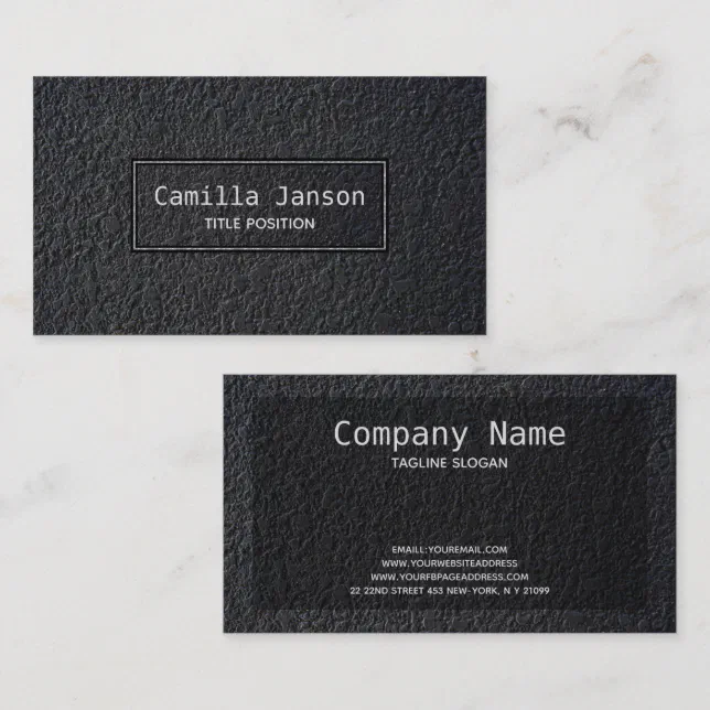 Monogrammed Black Granite Business Card | Zazzle