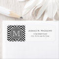 Monogrammed Black & Grey Chevron Label | Zazzle