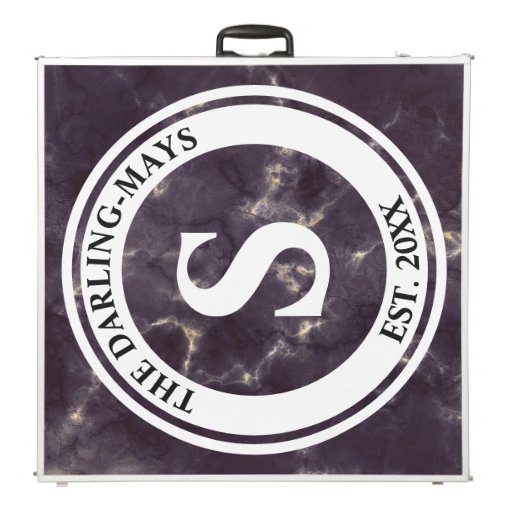 Monogrammed Black Marble Circle Pyramid Regulation Beer Pong Table | Zazzle