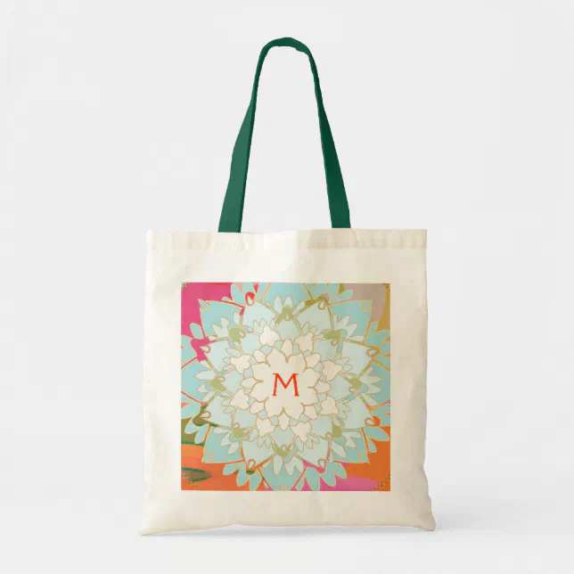 Monogrammed Blooming Lotus Flower Tote Bag | Zazzle