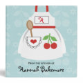 Monogrammed Blue Red Cherry Apron Recipe Binder | Zazzle