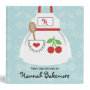 Monogrammed Blue Red Cherry Apron Recipe Binder | Zazzle