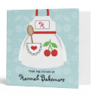 Monogrammed Blue Red Cherry Apron Recipe Binder | Zazzle