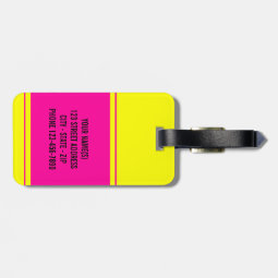 Monogrammed Bright Neon Yellow Luggage Tag | Zazzle