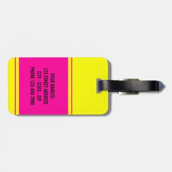 Monogrammed Bright Neon Yellow Luggage Tag | Zazzle