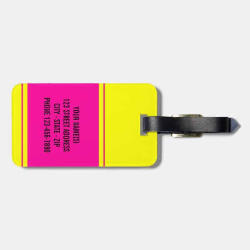 Monogrammed Bright Neon Yellow Luggage Tag | Zazzle