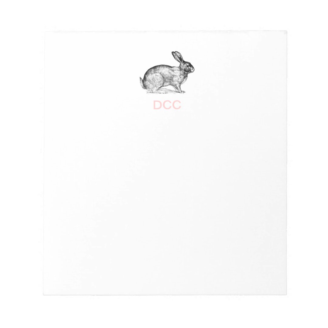 Monogrammed Bunny Rabbit Note Pad | Zazzle