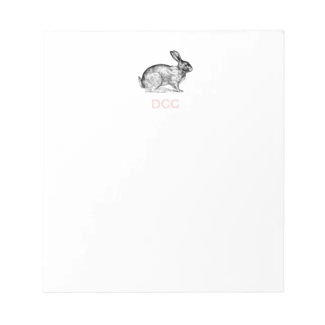 Monogrammed Bunny Rabbit Note Pad | Zazzle