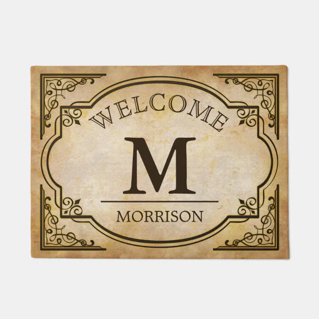 Monogrammed Classy Antique Frame Decor Welcome Doormat | Zazzle