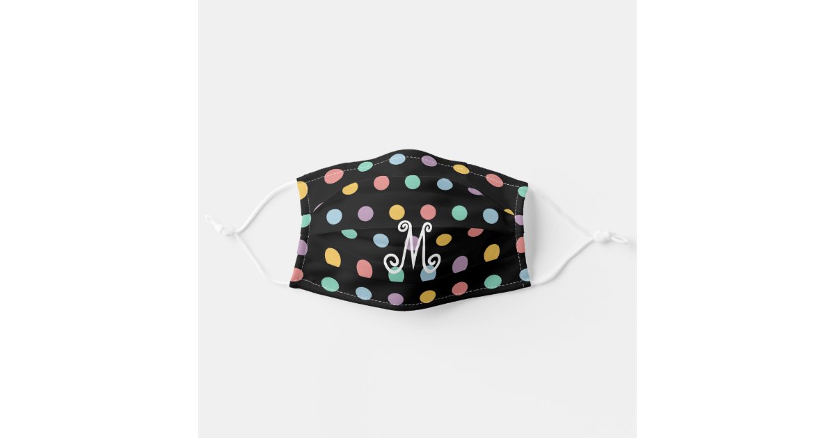 Monogrammed Colorful Polka Dots Cloth Face Mask | Zazzle