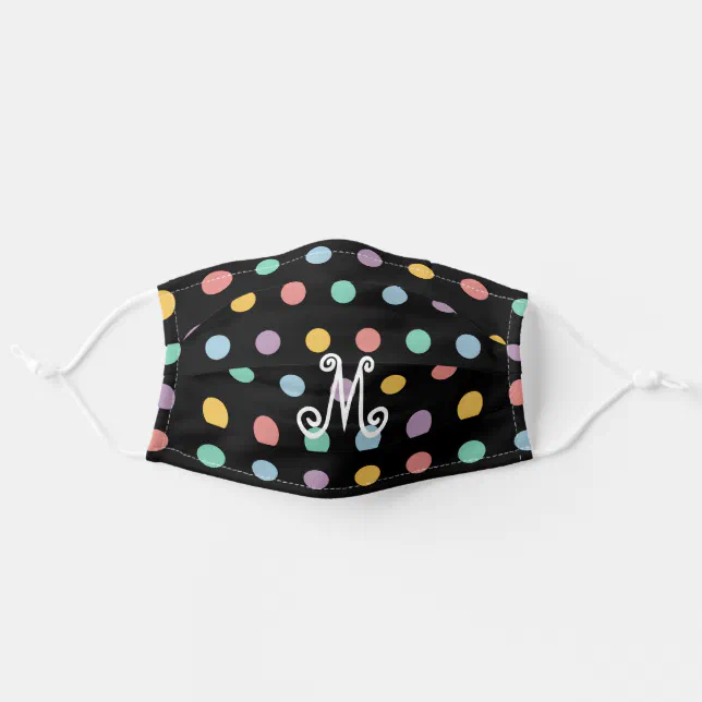 Monogrammed Colorful Polka Dots Cloth Face Mask | Zazzle