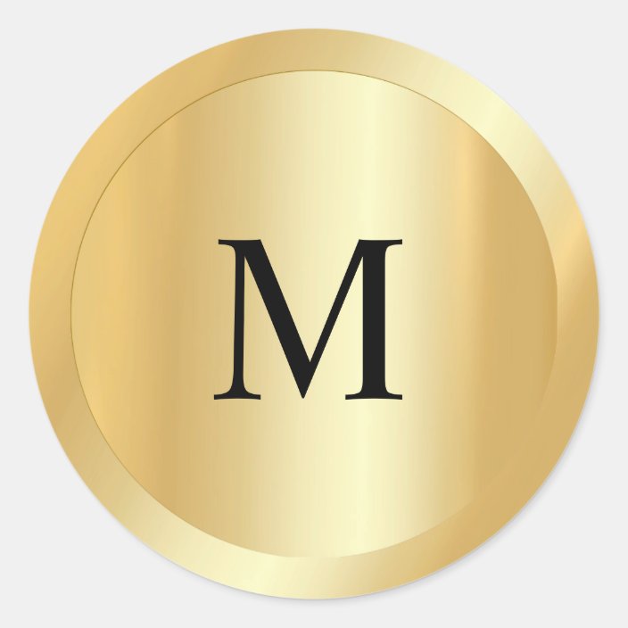 Monogrammed Custom Template Faux Gold Elegant Classic Round Sticker ...