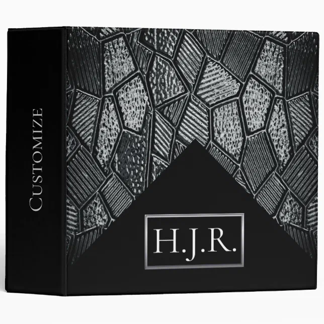 Monogrammed Dark Grey Mosaic Glass Binder 2 | Zazzle
