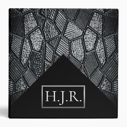 Monogrammed Dark Grey Mosaic Glass Binder 2 | Zazzle