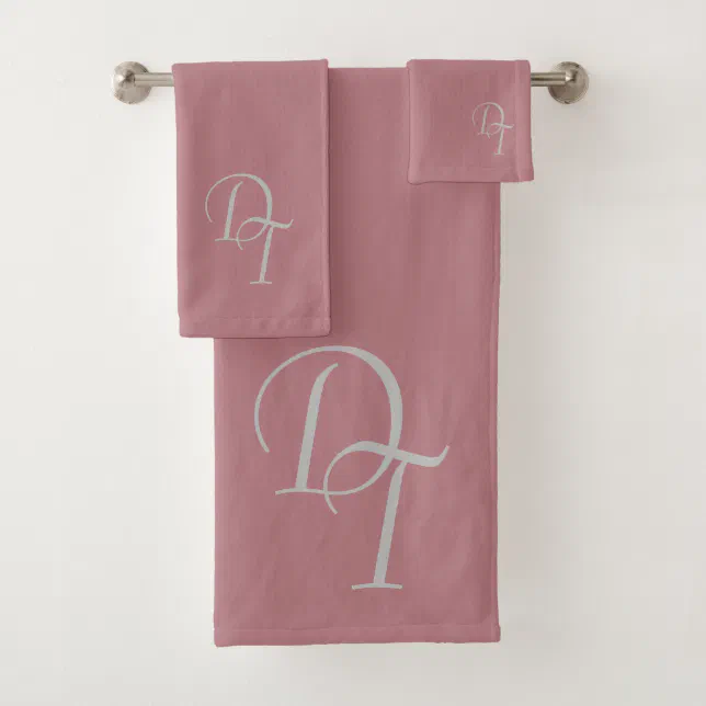 Monogrammed - dusty rose color bath towel set | Zazzle