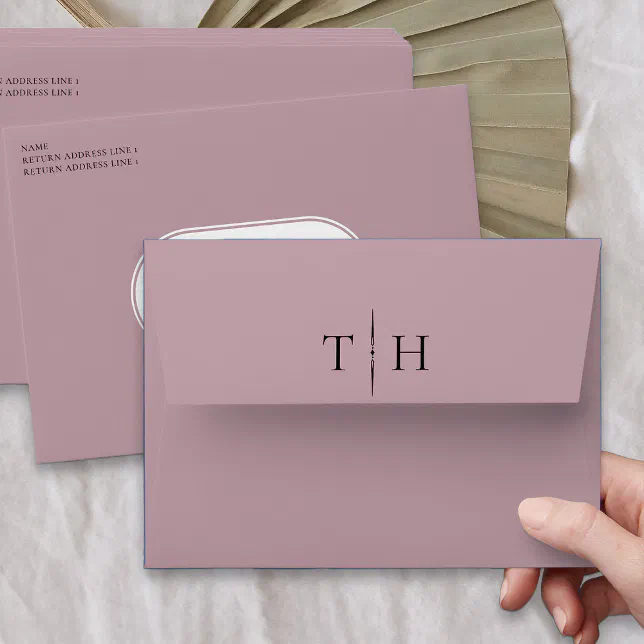 Monogrammed Dusty Rose Pink Wedding Invitation Envelope | Zazzle