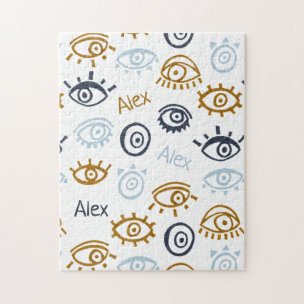 Evil Eye Pattern Fabric | Zazzle