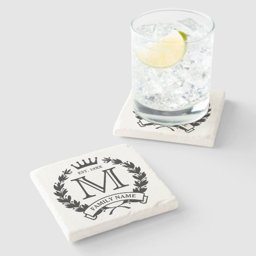 Monogrammed Family Logo Stone Coaster | Zazzle