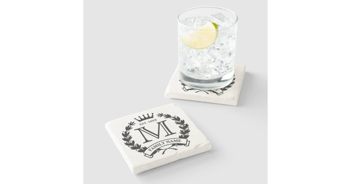 Monogrammed Family Logo Stone Coaster | Zazzle