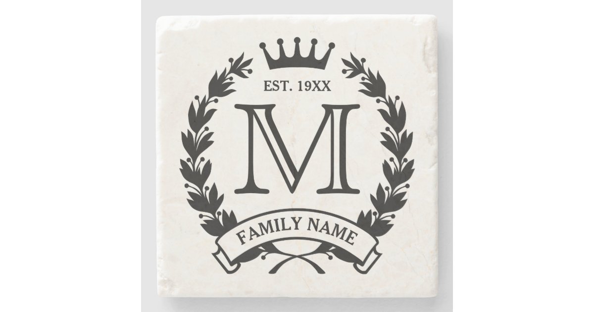 Monogrammed Family Logo Stone Coaster | Zazzle