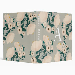 Monogrammed Flower Binder - Green Mint White Cream | Zazzle
