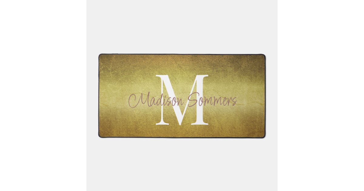 Monogrammed Gold Metallic Gradient Desk Mat | Zazzle