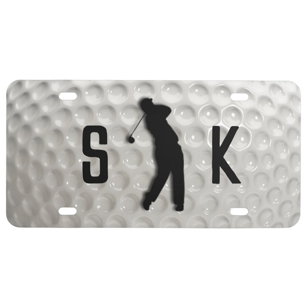 Monogrammed Golf Ball and Golfer License Plate | Zazzle