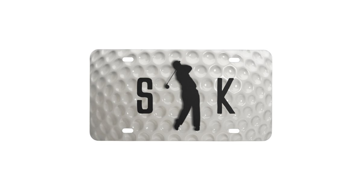 Monogrammed Golf Ball and Golfer License Plate | Zazzle