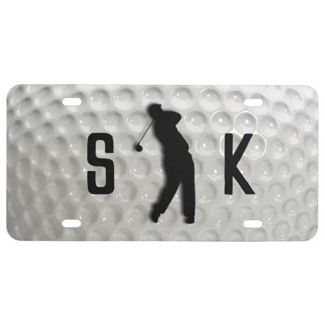 Monogrammed Golf Ball and Golfer License Plate | Zazzle