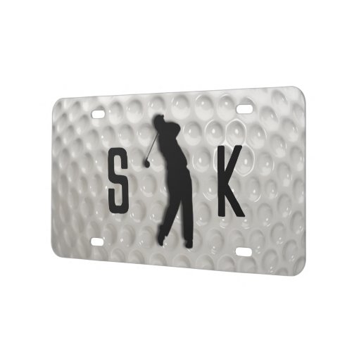Monogrammed Golf Ball and Golfer License Plate | Zazzle
