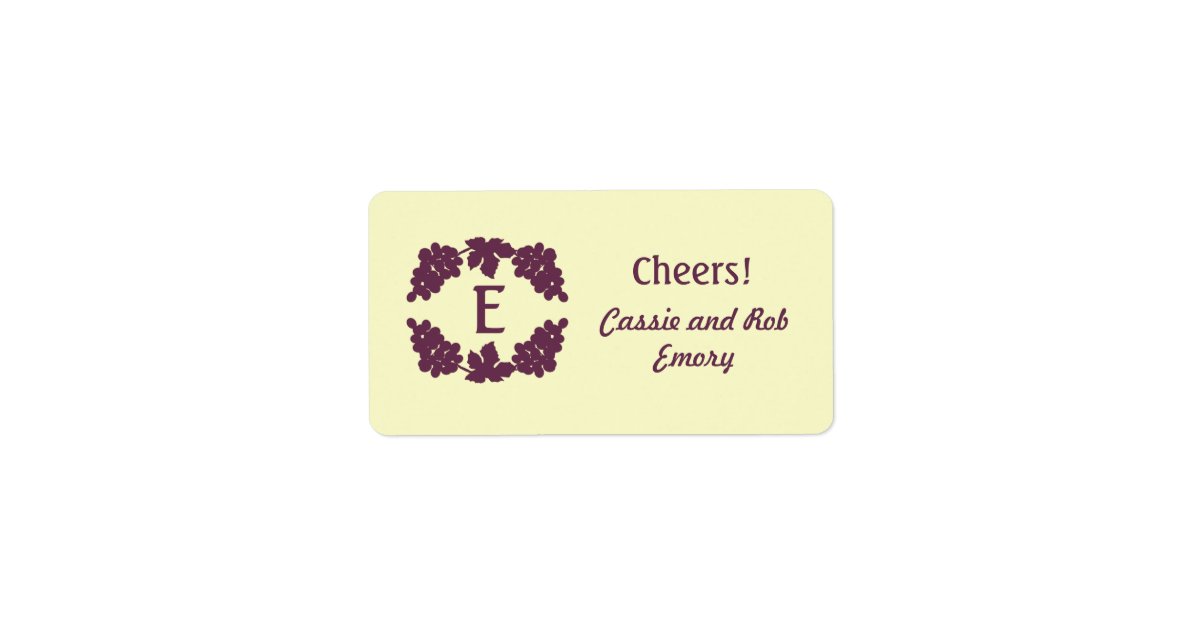 Monogrammed Grape Wine Labels | Zazzle