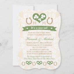 Monogrammed Horseshoe Shamrock Couples Baby Shower Invitation | Zazzle