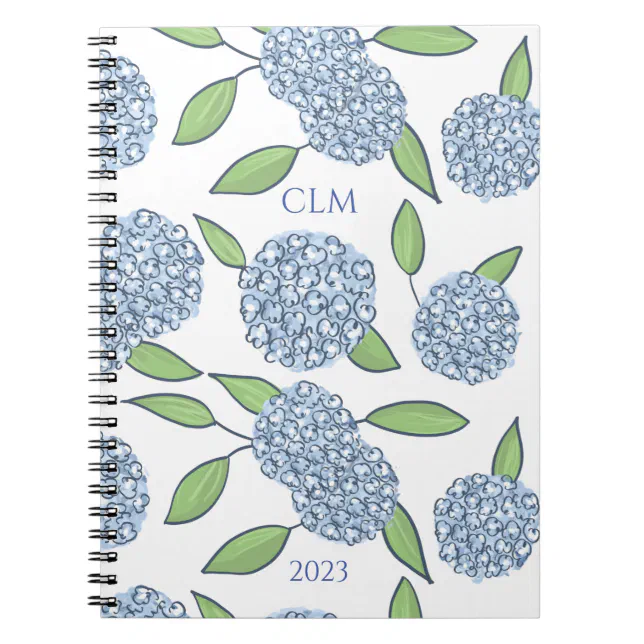 Monogrammed Hydrangea Take Note Notebook | Zazzle