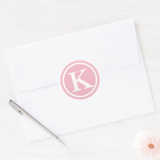 Monogrammed Initial Pink and White Letter Sticker | Zazzle