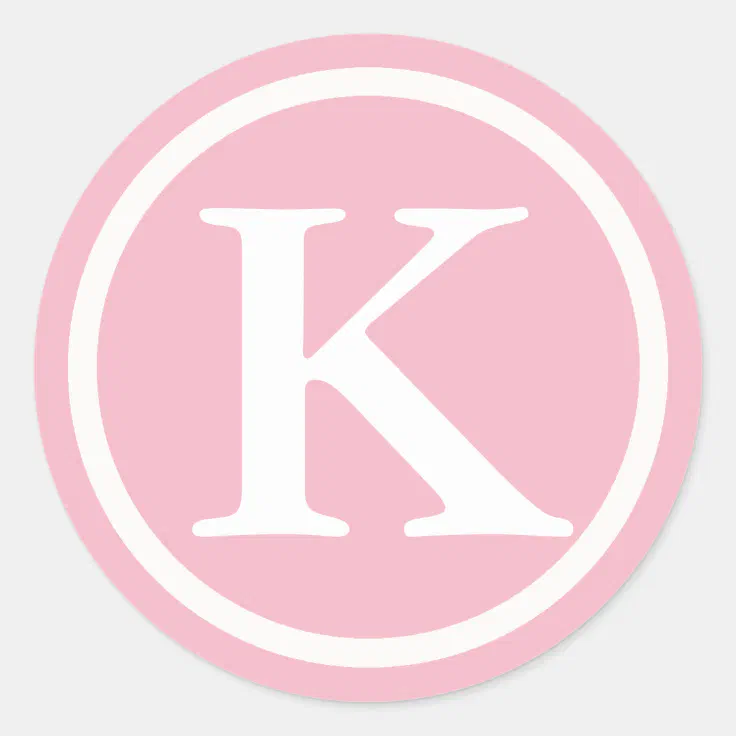 Monogrammed Initial Pink and White Letter Sticker | Zazzle