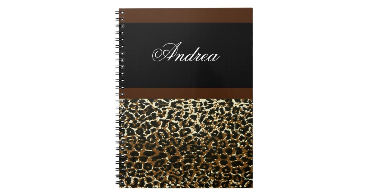 Monogrammed Leopard print notebook | Zazzle