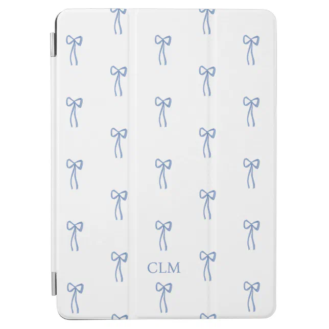 Monogrammed Little Bow Blue iPad Air Cover | Zazzle