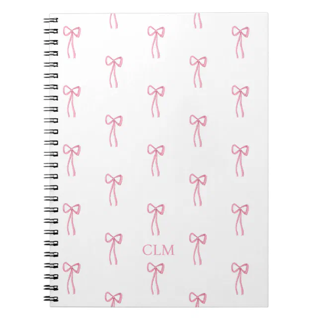 Monogrammed Little Bow Pink Notebook | Zazzle