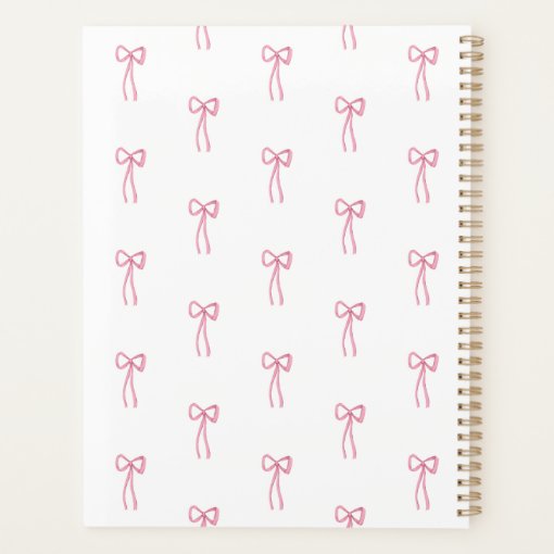 Monogrammed Little Bow Pink Planner | Zazzle