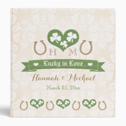 Monogrammed Lucky in Love Shamrock Wedding Planner 3 Ring Binder | Zazzle