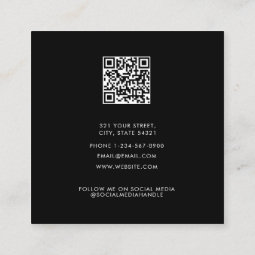 Monogrammed Minimalistic Modern Black QR Code Square Business Card | Zazzle