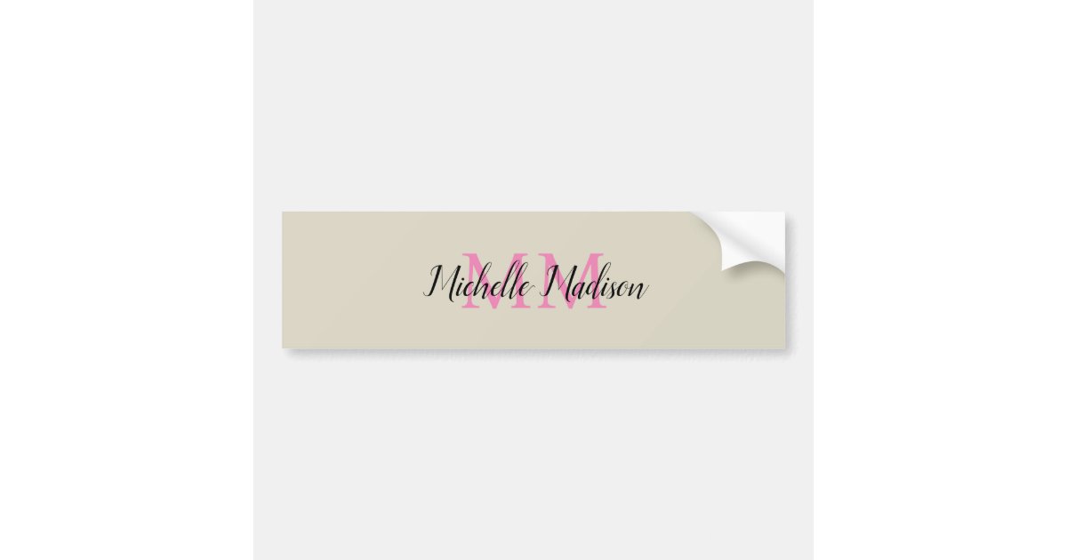 Monogrammed Modern Calligraphy Name Initials Bumper Sticker | Zazzle
