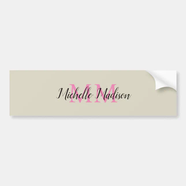 Monogrammed Modern Calligraphy Name Initials Bumper Sticker | Zazzle